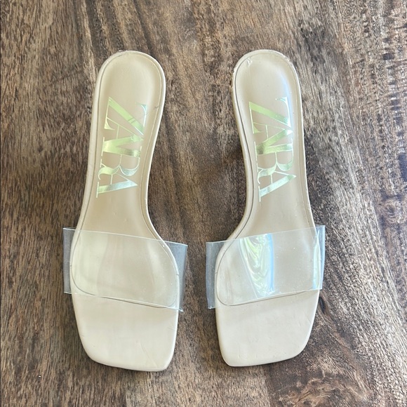 Zara | Shoes | Zara Womens Clear And Tan Slide Sandals | Poshmark